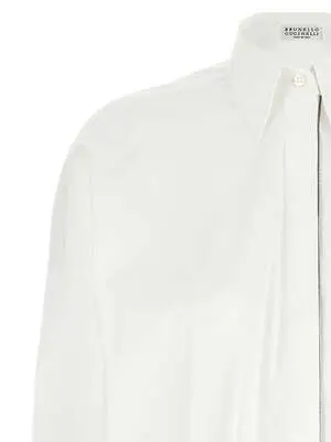 Brunello Cucinelli Monile Embellished Stretch Cotton Poplin Shirt