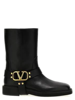 Valentino Garavani Vlogo Signature' Ankle Boots - Black
