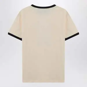 Valentino Garavani Butter-colored T-shirt With Panther Print - Cream