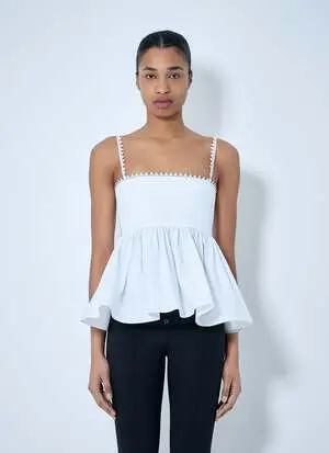 Jacquemus Peplum Top With Zigzag Trim - White