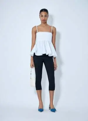 Jacquemus Peplum Top With Zigzag Trim - White