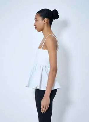Jacquemus Peplum Top With Zigzag Trim - White