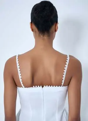 Jacquemus Peplum Top With Zigzag Trim - White