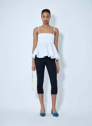 Jacquemus Peplum Top With Zigzag Trim - White