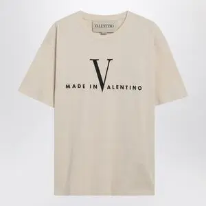 Valentino Garavani Valentino Butter-Colored Â€Œmade In Valentinoâ€ T-Shirt Men Cream
