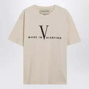 Valentino Garavani Valentino Butter-Colored Â€Œmade In Valentinoâ€ T-Shirt Men Cream