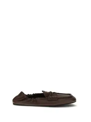 Miu Miu Ruches Loafers In Nappa Leather - Brown