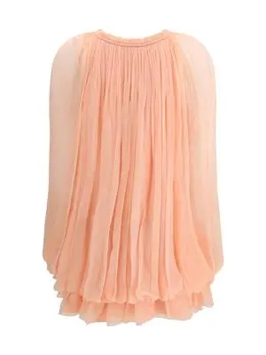 Chloé Mini Dress With Cape In Silk Muslin - Pink