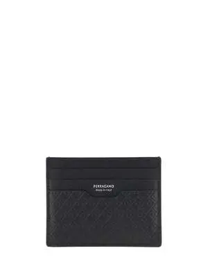 FERRAGAMO Leather Card Holder - Black