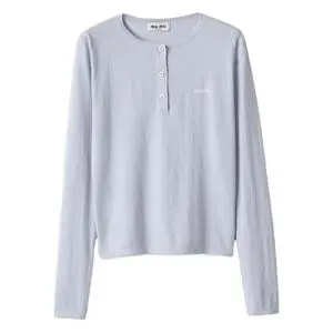 Miu Miu Cashmere Henley Sweater - Blue