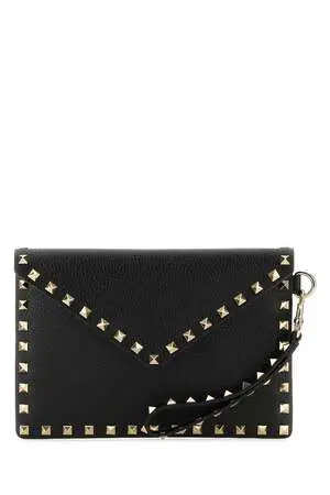 Valentino Garavani Leather Rockstud Clutch - Black