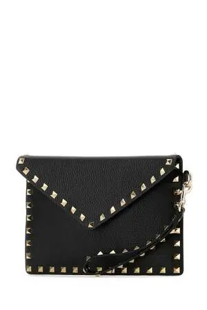 Valentino Garavani Leather Rockstud Clutch - Black