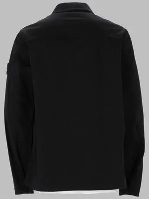 Stone Island Overshirt Con Zip E Tasche Sul Petto - Black
