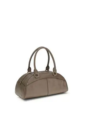 Chloé Smooth Calfskin Leather Bowling Handbag - Gray