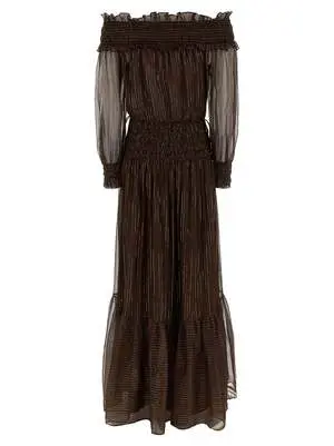 SELF-PORTRAIT Georgette Maxi Dress - Brown