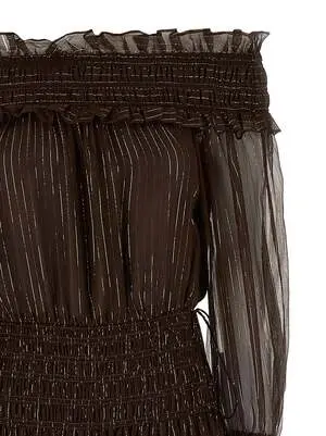 SELF-PORTRAIT Georgette Maxi Dress - Brown