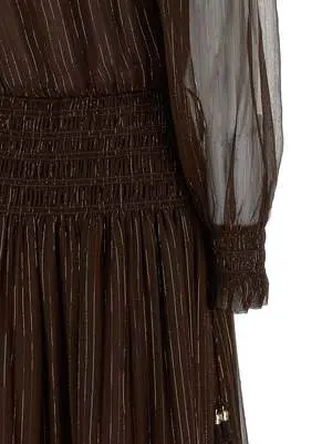 SELF-PORTRAIT Georgette Maxi Dress - Brown
