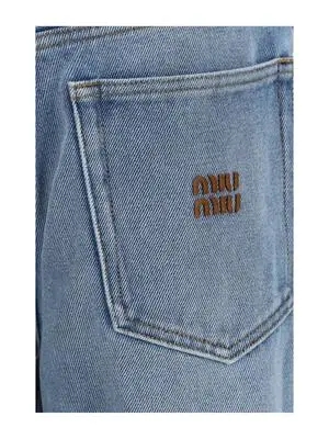 Miu Miu Washed Denim Five-pocket Jeans - Blue
