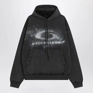 Balenciaga Faded Crayon Loop Oversize Hoodie - Black