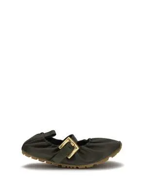 Balmain Buckle Strap Ballerinas - Green