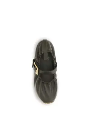 Balmain Buckle Strap Ballerinas - Green