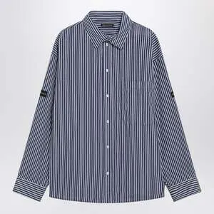 Balenciaga Oversize Navy And White Striped Shirt - Blue