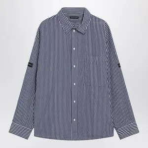 Balenciaga Oversize Navy And White Striped Shirt - Blue