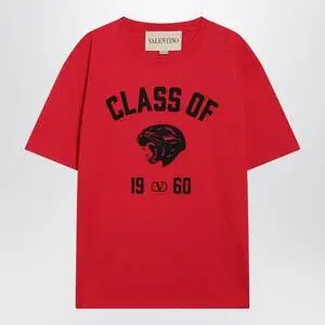 Valentino Garavani T-shirt With Panther Print - Red