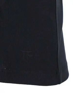 TOM FORD T-shirt With Logo Embroidery On The Front And Perforated Design In Cotton - Black