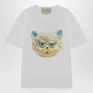 Valentino Garavani T-shirt With Le Chat De La Maison Print - White