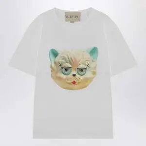 Valentino Garavani T-shirt With Le Chat De La Maison Print - White