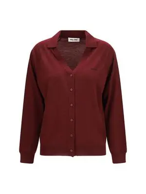 Miu Miu Virgin Wool Cardigan With A Collar - Multicolor
