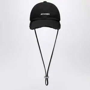 Jacquemus Hat The Cap Artichoke In Cotton - Black