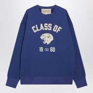 Valentino Garavani Sweatshirt With Panther Print - Blue