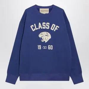 Valentino Garavani Sweatshirt With Panther Print - Blue
