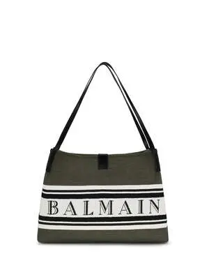 Balmain Medium Canvas And Leather Release Tote - Black