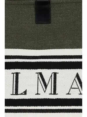 Balmain Medium Canvas And Leather Release Tote