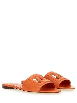Dolce & Gabbana Logo Slide Sandals - Orange