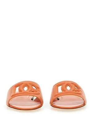 Dolce & Gabbana Logo Slide Sandals - Orange