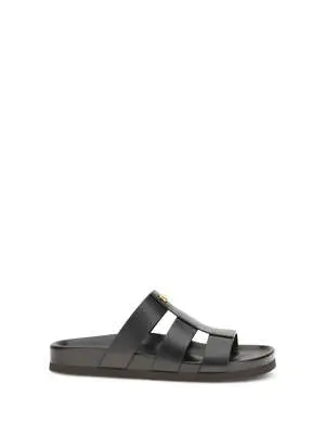 Valentino Garavani Studshield Leather Slide Sandals - Black