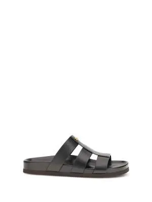 Valentino Garavani Studshield Leather Slide Sandals - Black