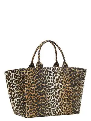 GANNI Borsa Tote Leopard Xxl