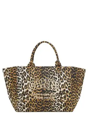 GANNI Leopard Print Extra Large Tote - Multicolor
