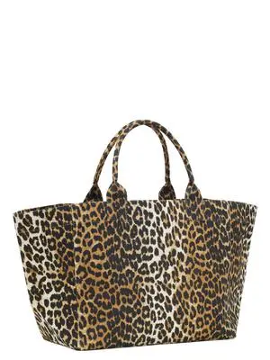 GANNI Leopard Print Extra Large Tote - Multicolor