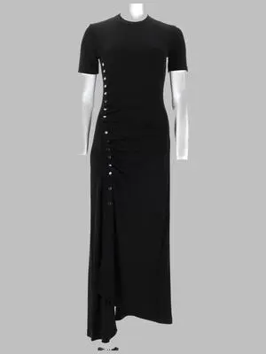 Rabanne Abito Lungo In Jersey Drappeggiato - Black