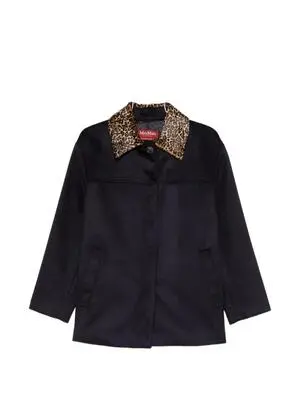 Max Mara Wool Coat With Leopard-print Collar - Multicolor