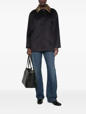 Max Mara Wool Coat With Leopard-print Collar - Multicolor