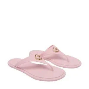Versace Alia Rubber Flat Thong Sandals - Pink