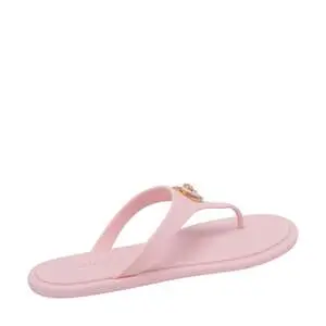Versace Alia Rubber Flat Thong Sandals - Pink