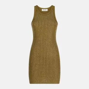 Attico Military Mini Dress With Rhinestones - Green